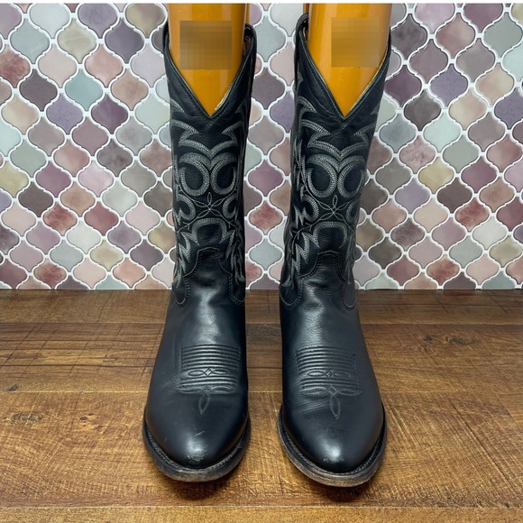 Tony Lama | Shoes | Tony Lama Handcrafted Usa Black Leather Round Toe ...